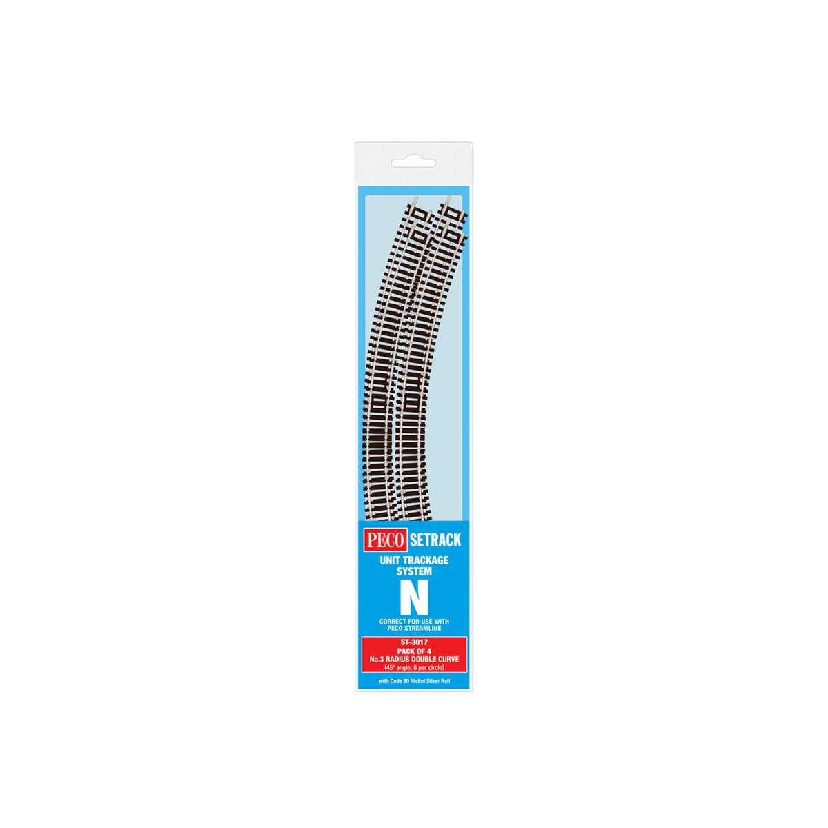 PECO Track C80 MP No.3 Radius Double Curve (4) - ST3017 (ST-3017) -Sca ...
